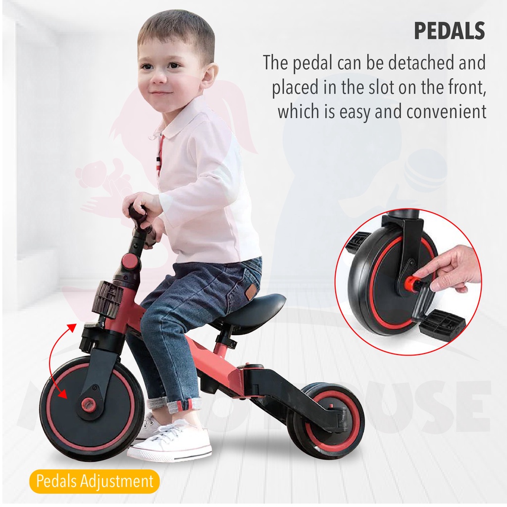 KIDS ZONE Balance Bike For Kids 3 In 1 Foldable Multifunction Baby Scooter Baby Walker Kids Toys ...