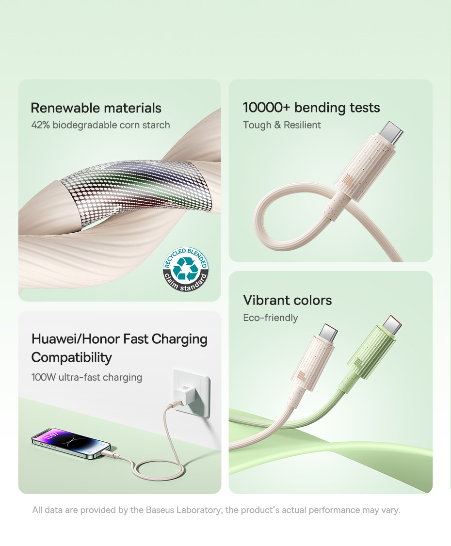 Baseus 100W Fast Charging Cable USB to Type-C For Huawei Honor Xiaomi ...