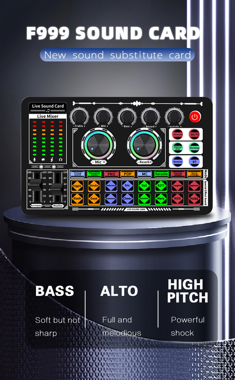 Mr.Live 100% Original F999 Sound Card Audio Mixer Live Sound Card Voice ...