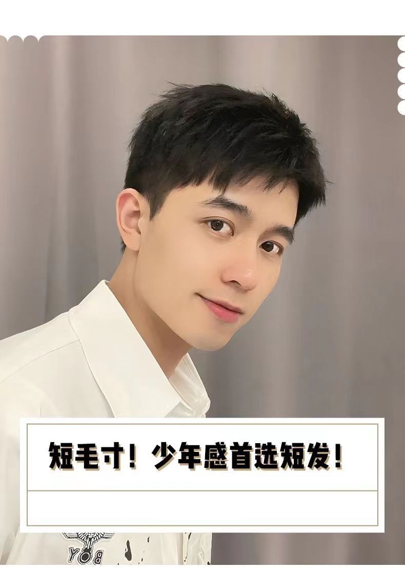 Men s wig real hair full human hair boy handsome wig men s juvenile ...