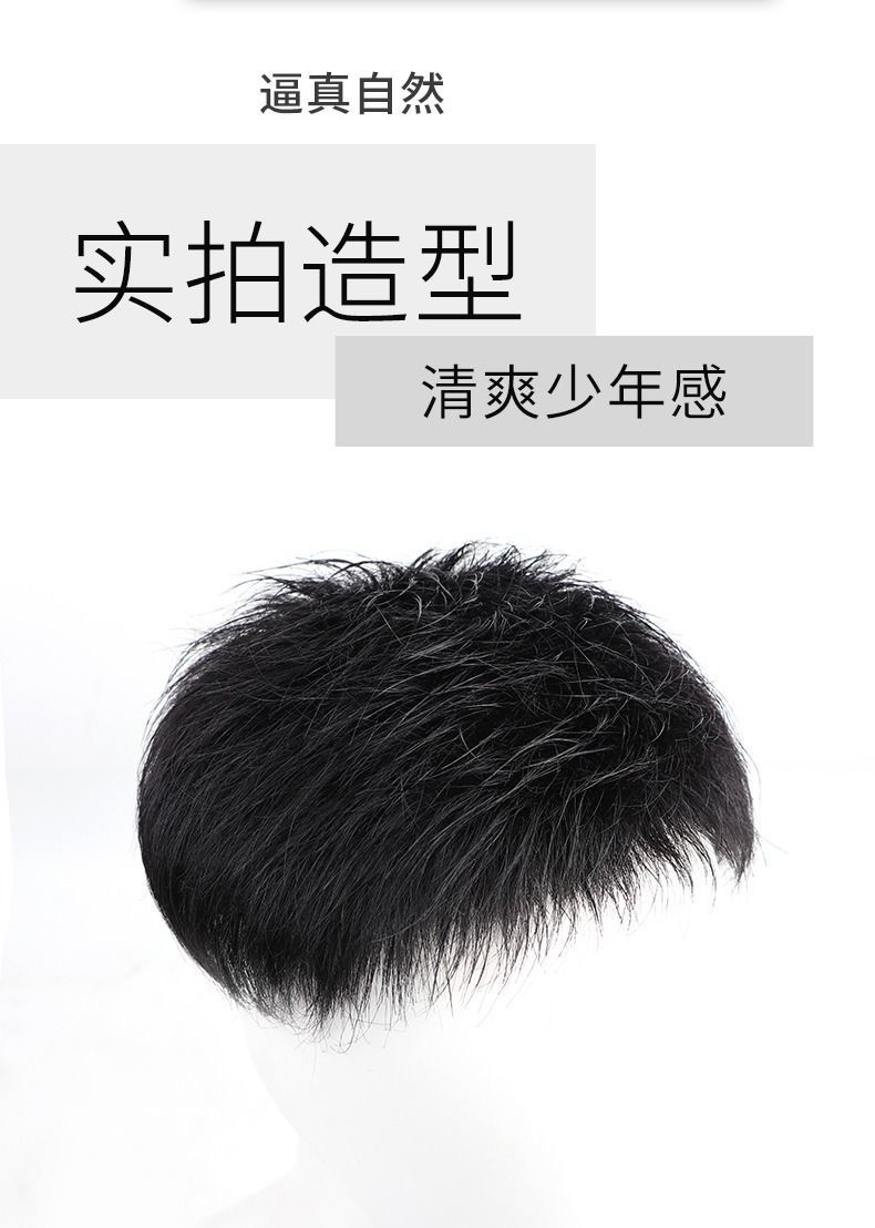 Men s wig real hair full human hair boy handsome wig men s juvenile ...