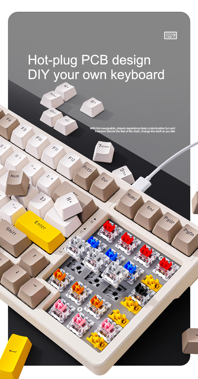 CPSTECH K3 MAX Mechanical Keyboard 100% 98 Keys 100 Type-C Wired ...