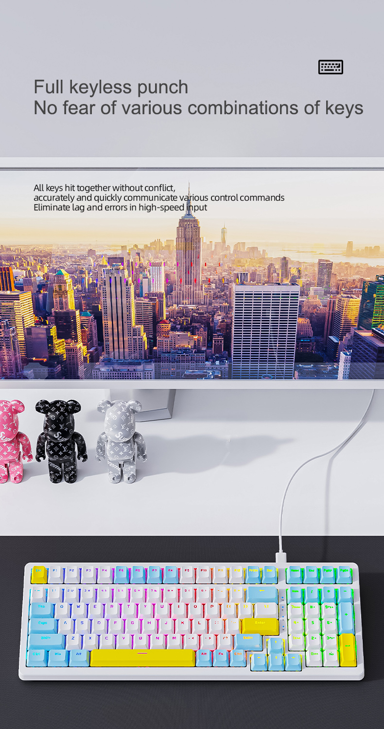 CPSTECH K3 MAX Mechanical Keyboard 100% 98 Keys 100 Type-C Wired ...