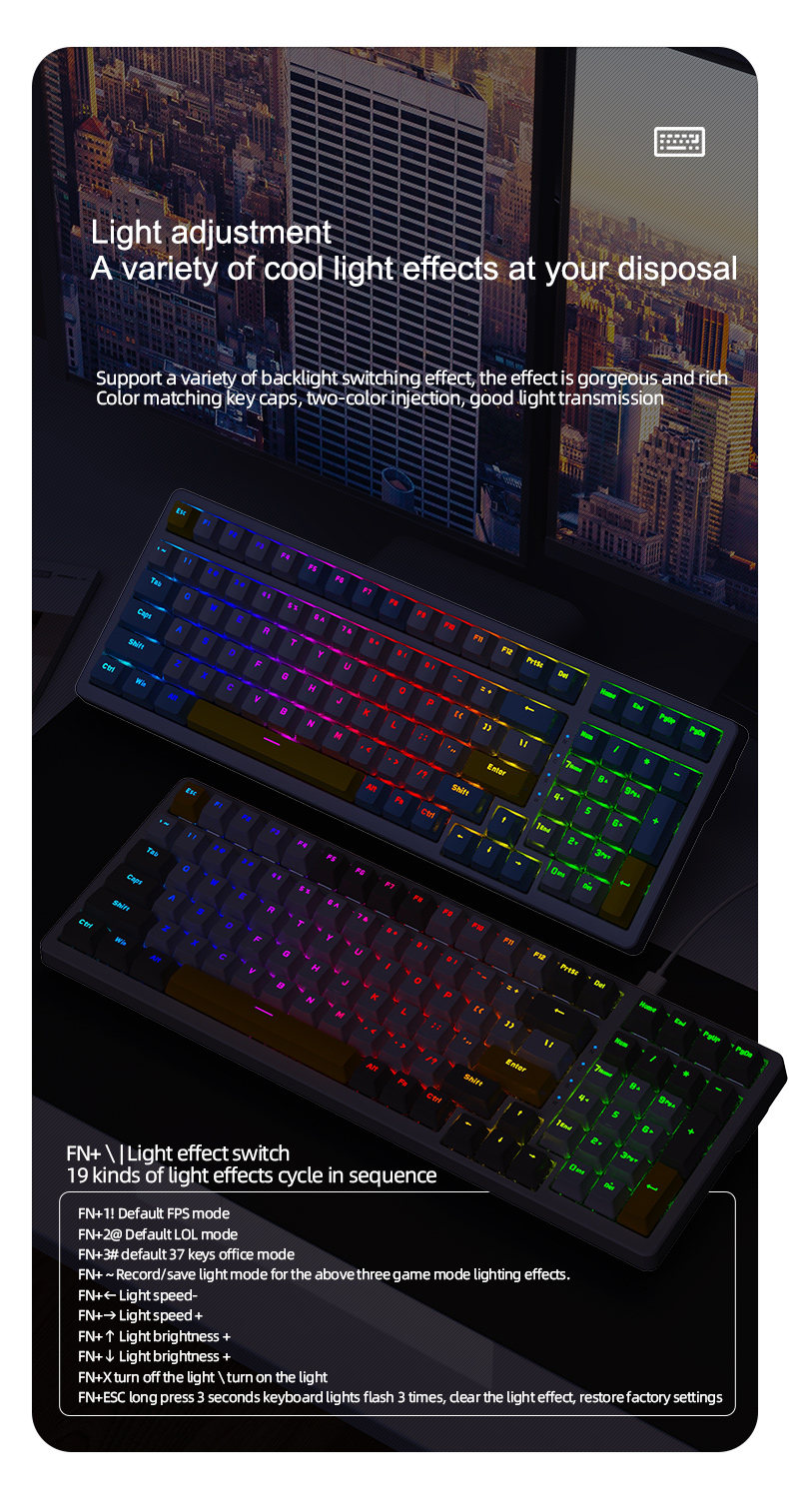 CPSTECH K3 MAX Mechanical Keyboard 100% 98 Keys 100 Type-C Wired ...