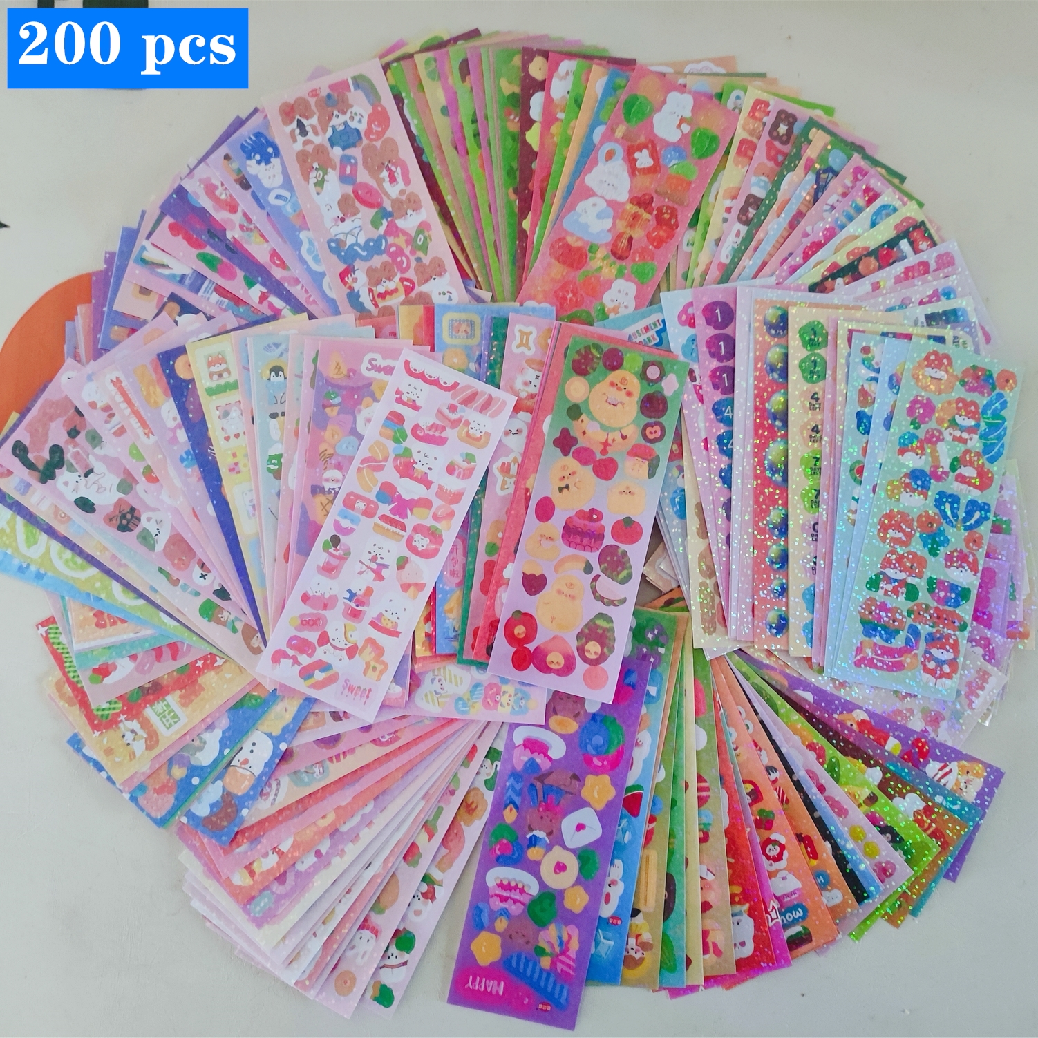 200 Sheets Laser Cuckoo Card Sticker Set Korean Version Handbook Cuckoo ...