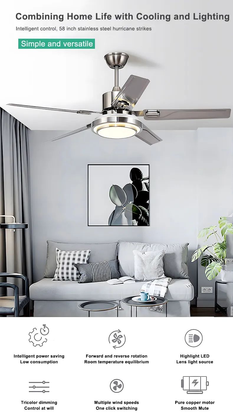 Ceiling Fan With Light and remot control Strong Wind Nordic Modern Ceiling Fan 42/48/52 Inch Fan ...