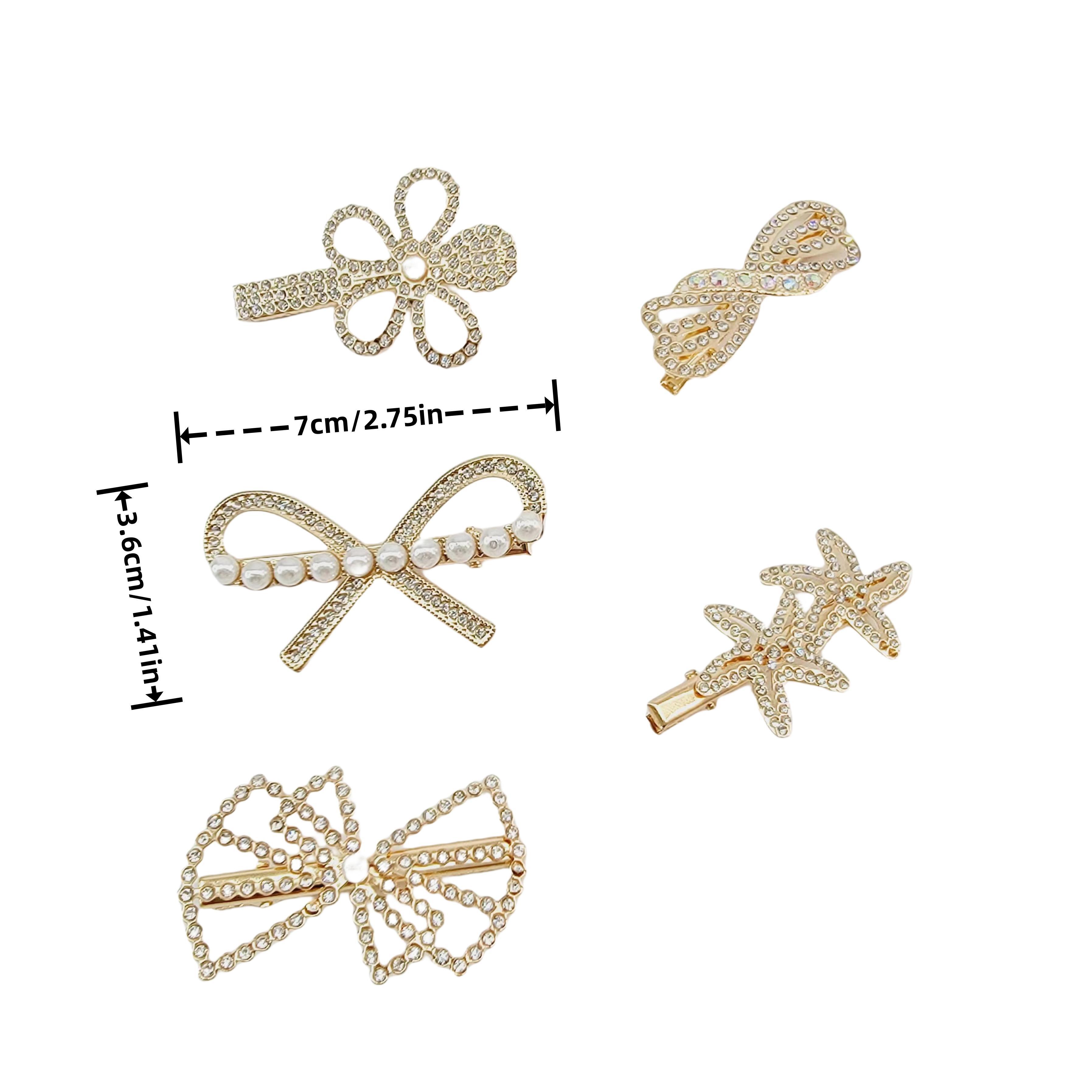5PCS Fashion Hair Clips Set Faux Pearl And Alloy Hairclip Handmade Hair ...