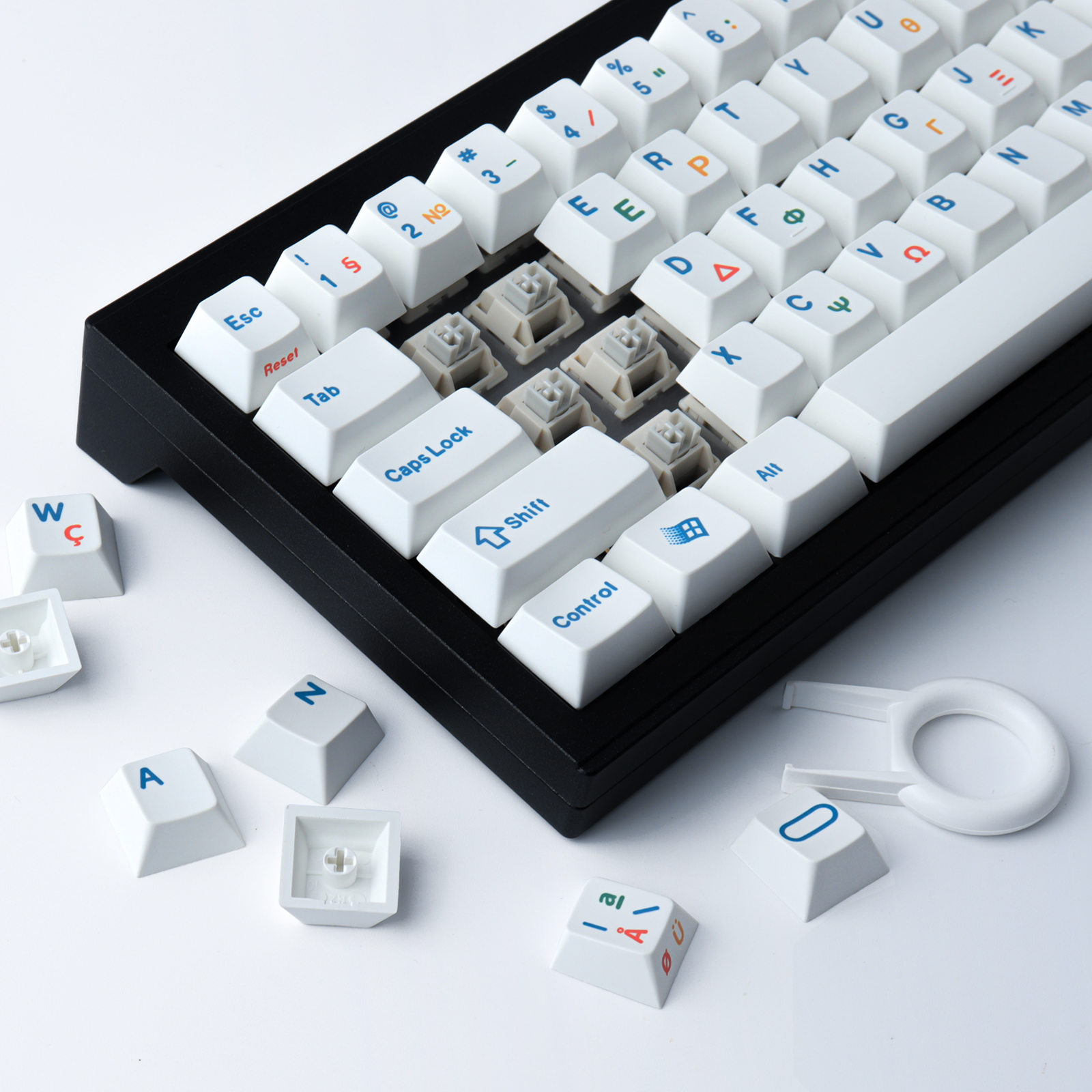 GMK Minimalist White Greek Keycaps, 140 Keys PBT Keycaps Cherry Profile ...