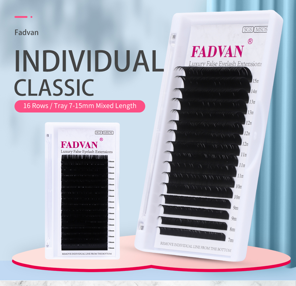 Fadvan Eyelashes Extensions Classic Lashes C/D Curl Natural Soft Faux ...