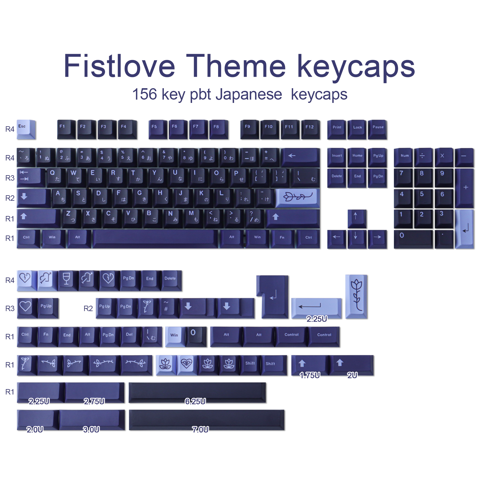 GMK First Love Keycaps, 156 Keys PBT Keycaps Cherry Profile DYE-SUB ...