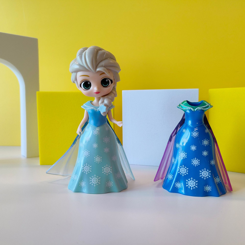 12Pcs/Set 11cm Disney Princess Change Clothes Frozen Elsa Anna Aurora ...