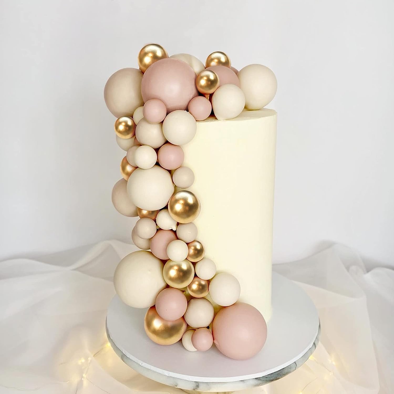 5pcs/set Colorful Balls Cake Decoration 3 Sizes Gold Silver Pink Blue ...