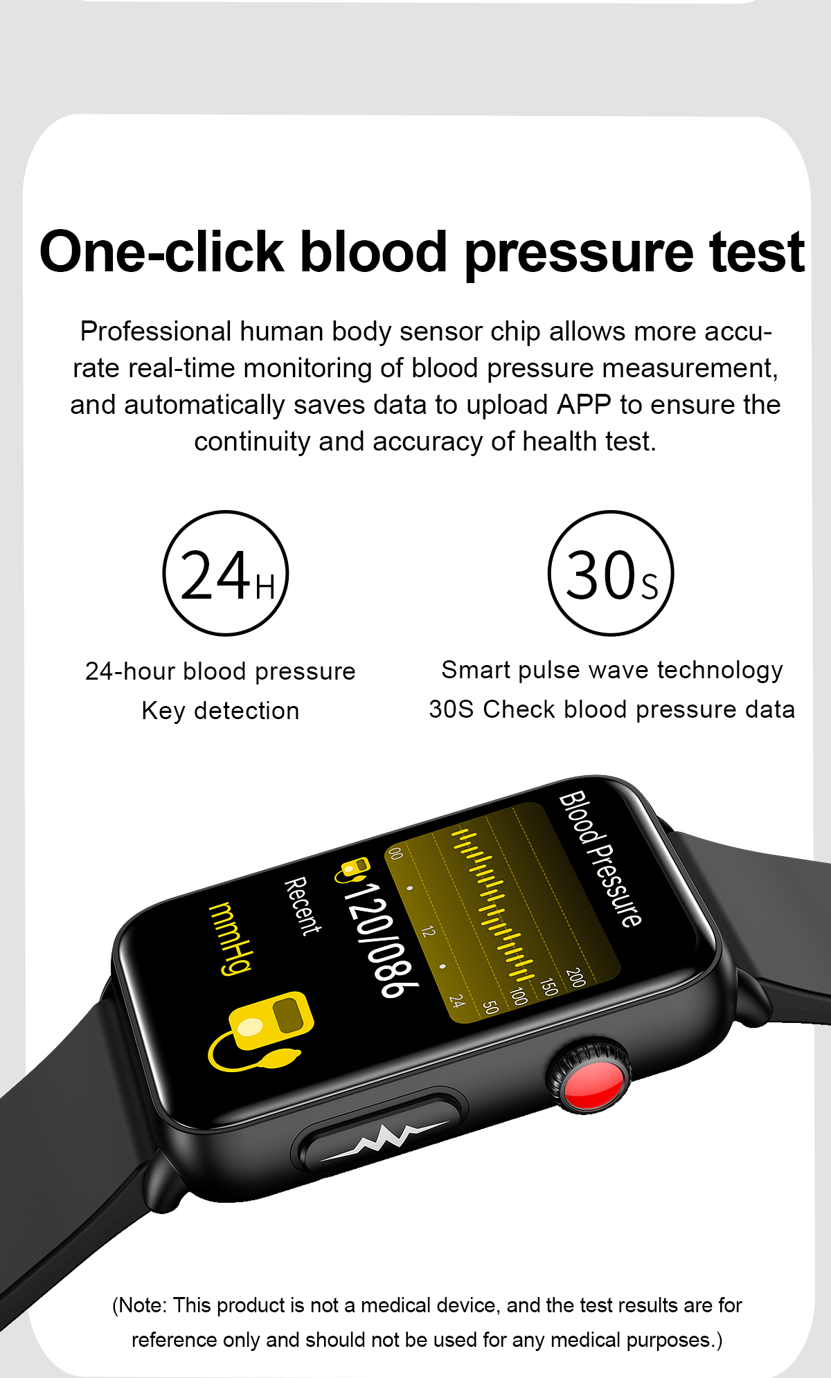 NORTH EDGE ET620 ECG+HRV Health Smart Watch Blood Glucose BP Blood Oxygen Body Temperature MET ...