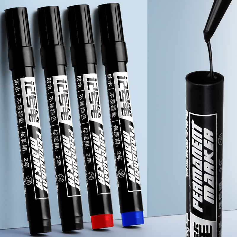 10PCS Permanent Marker Pens Black Blue Red Big Capacity Ink Quick ...