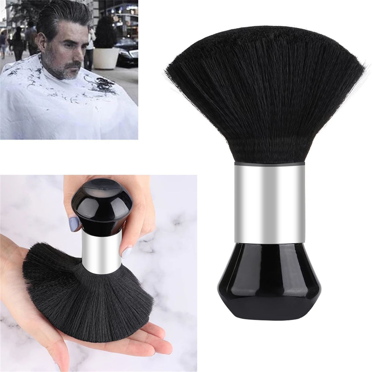Professional black soft fur neck facial dusting brush haircut hair ...