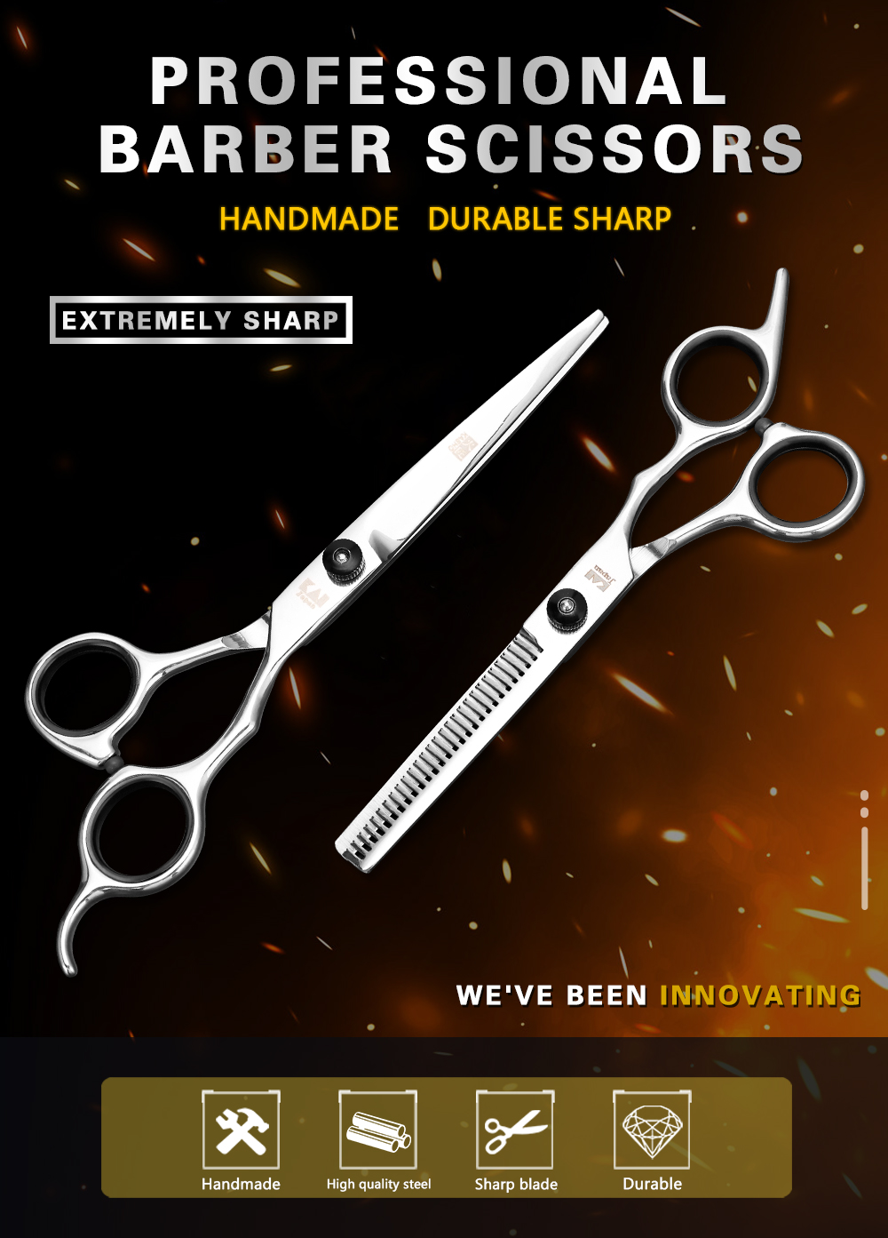 KASHO Hairdressing Scissors 6.0 Inches Japan 440C Barber Scissors Salon Hair Cutting Shears ...