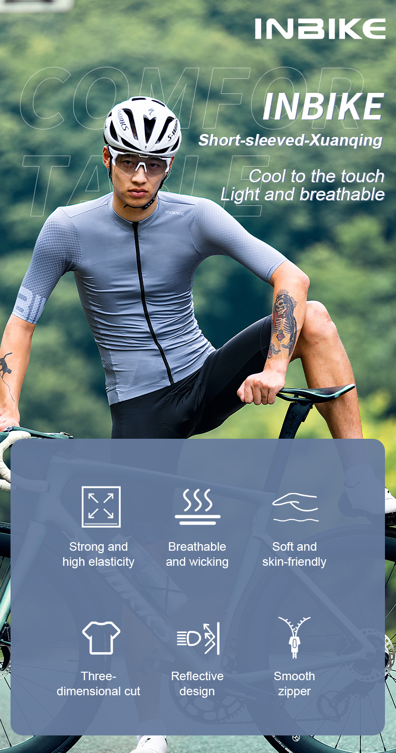 INBIKE Summer Men's Cycling Short Sleeve MTB Mountain Road Bike Riding Jersey for Men Bicycle ...