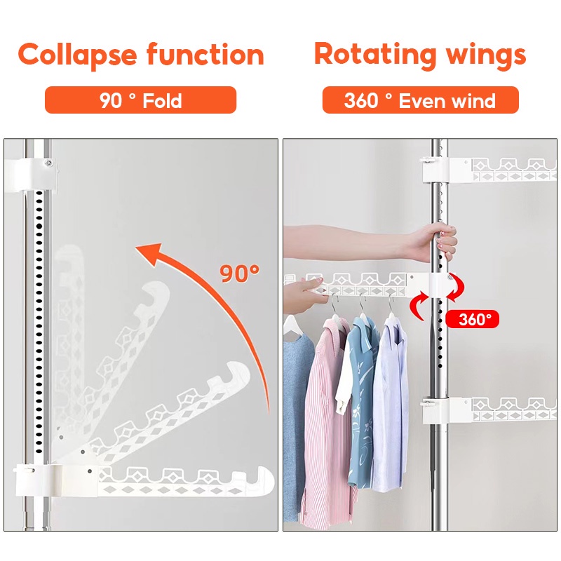 3.5 M Adjustable Sampayan Clothes Rack Stand Floor To Ceiling Tension ...