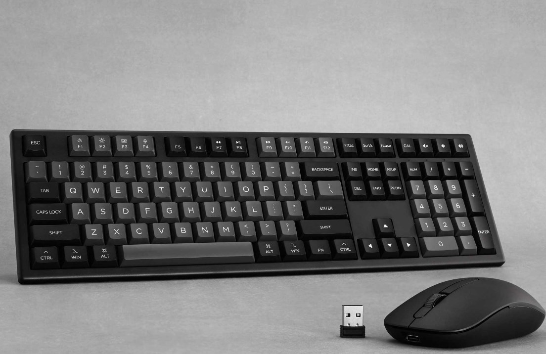 MX108 Wireless Keyboard & Mouse Combo, 2.4G Full-Sized Ergonomic ...
