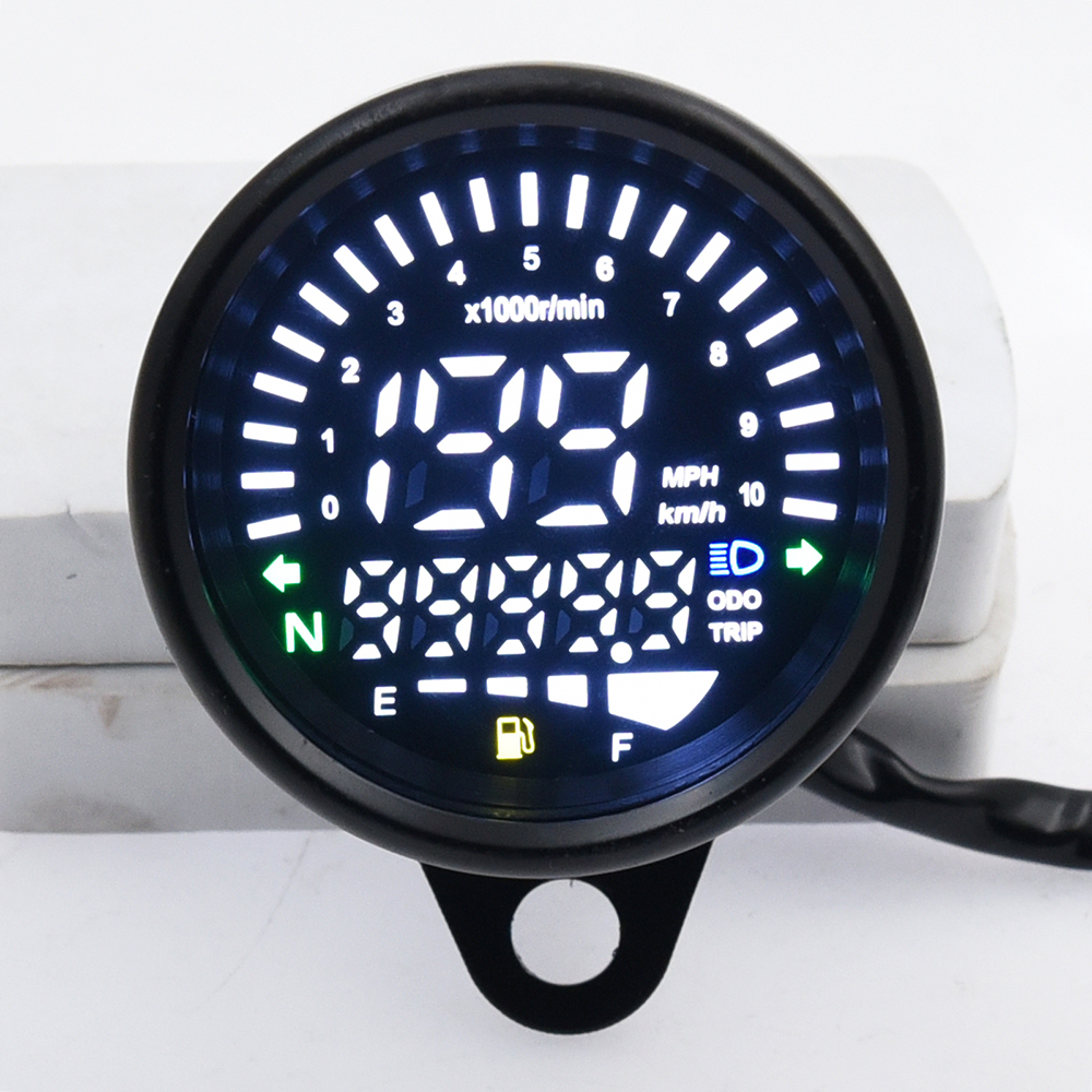 Retro Motorcycle Digital Speedometer LED LCD Odometer Tachometer Fuel ...