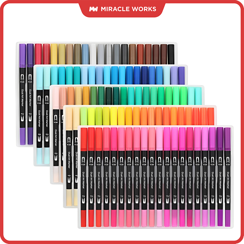 24/36/48/60/80/100/120Colors Watercolor Brush Pen Set Dual Tip ...