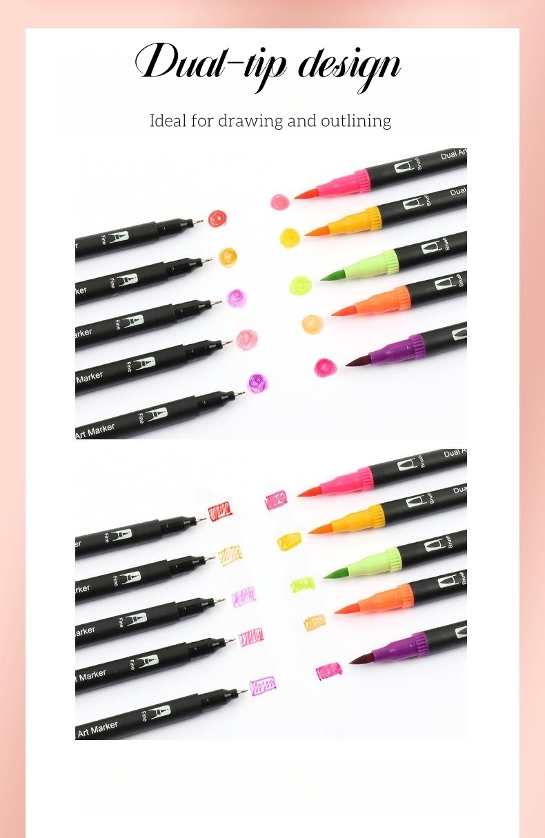 24/36/48/60/80/100/120Colors Watercolor Brush Pen Set Dual Tip ...
