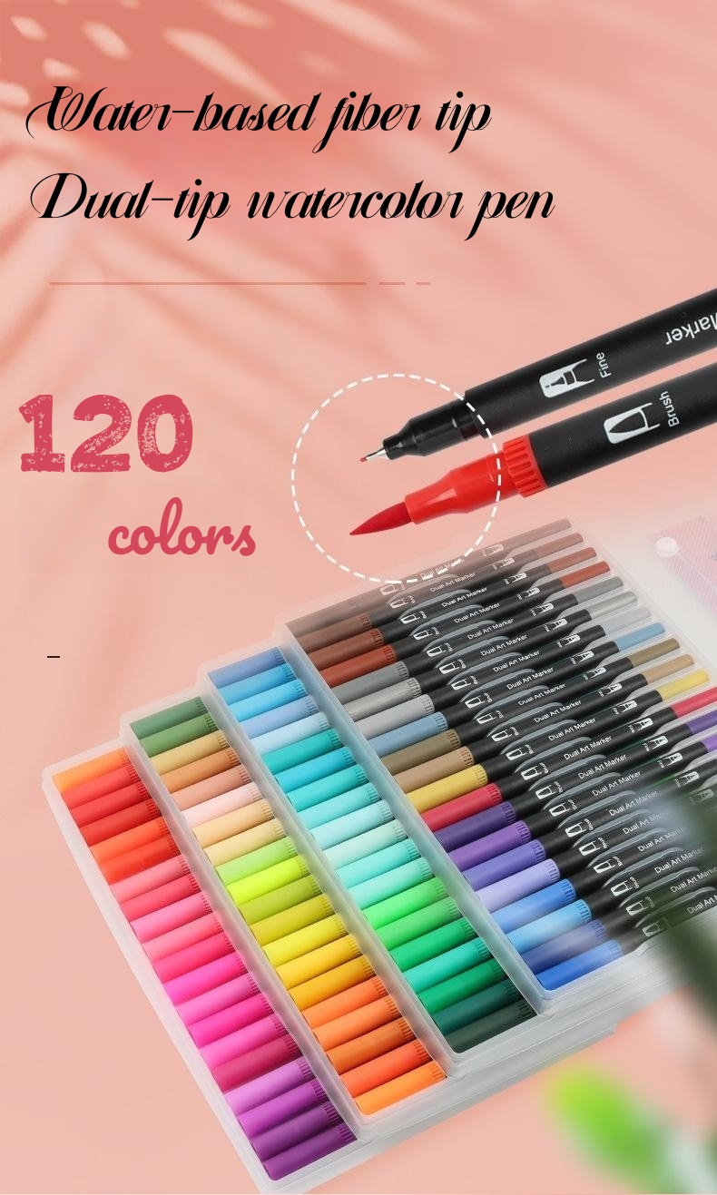 24/36/48/60/80/100/120Colors Watercolor Brush Pen Set Dual Tip ...
