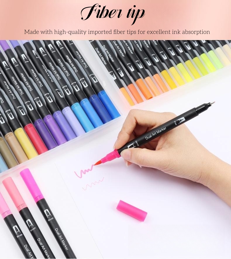 24/36/48/60/80/100/120Colors Watercolor Brush Pen Set Dual Tip ...