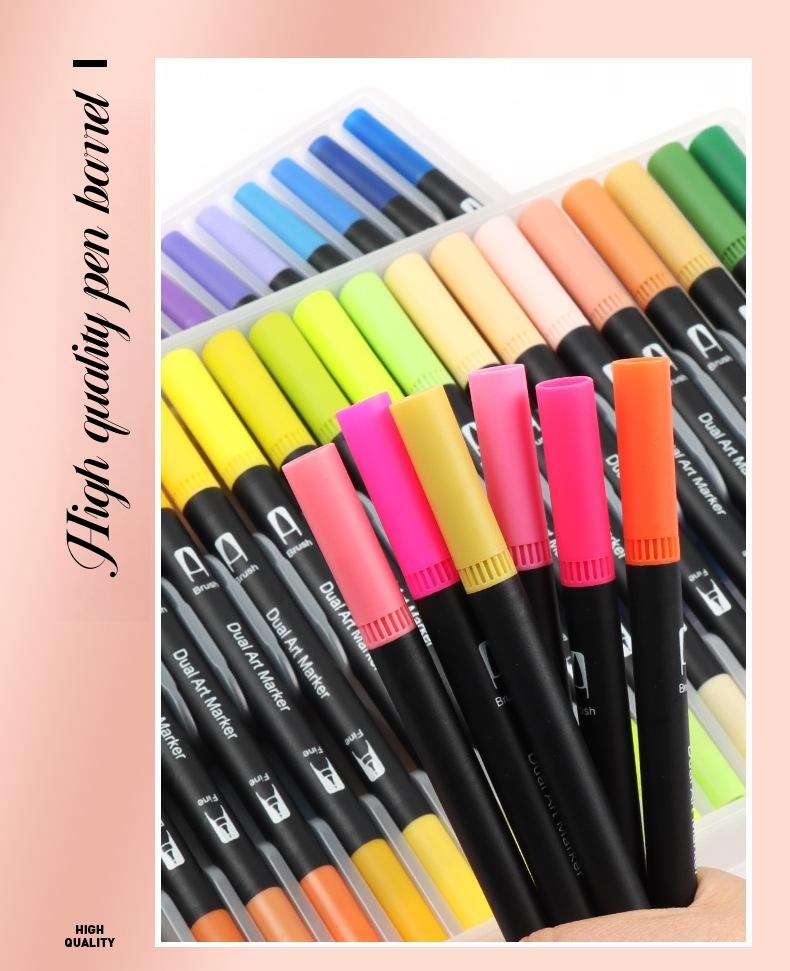 24/36/48/60/80/100/120Colors Watercolor Brush Pen Set Dual Tip ...