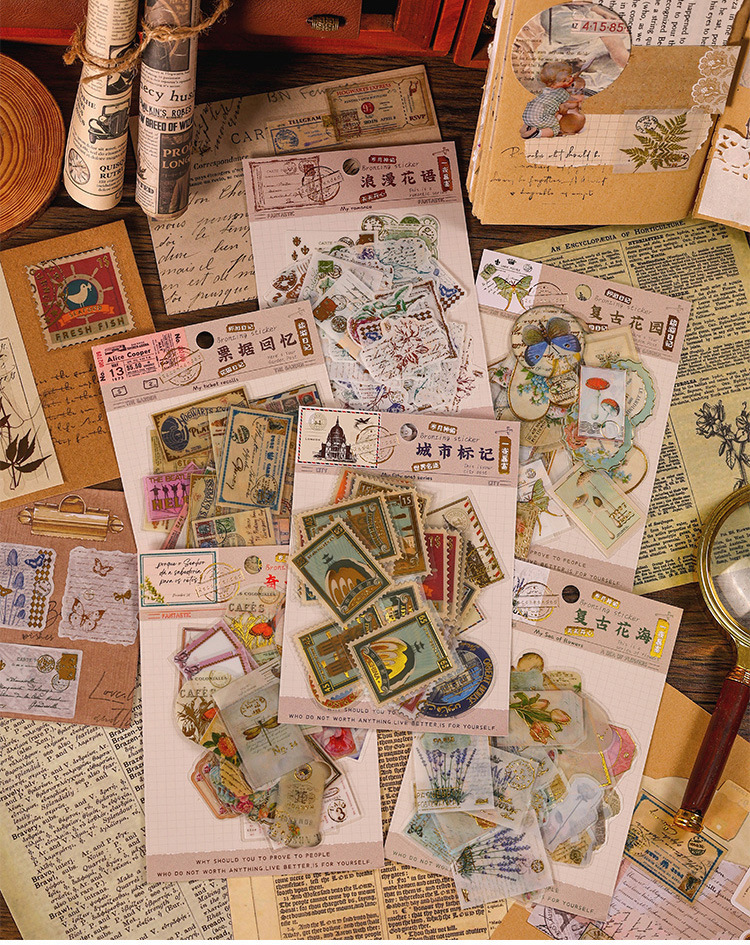 40 PCS Time Post Office pocket sticker package Creative children's ...