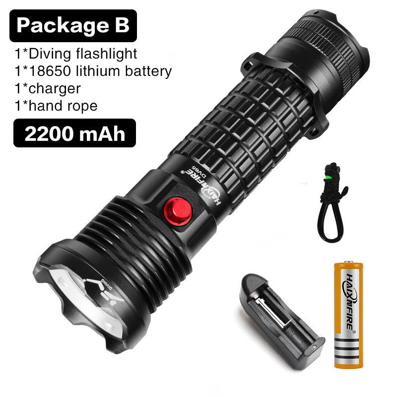 HaixnFire DV65 Underwater waterproof flashlight 5000 lumen scuba diving ...