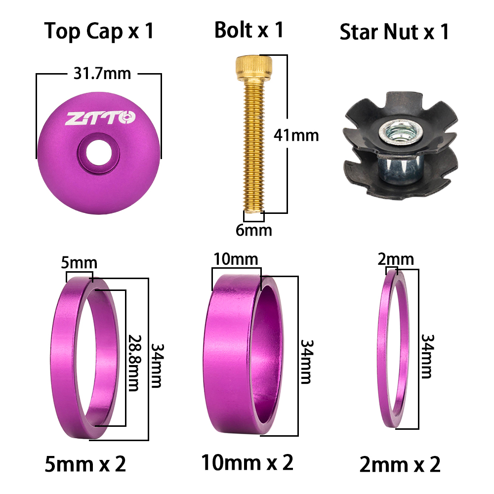 ZTTO Bike Fork Washer Set Stem Spacers Aluminum Alloy Bicycle Headset ...