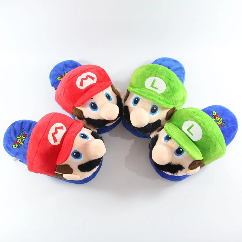 28cm Nintendo Game Super Mario Bros. Mario Luigi Slippers Plush Cartoon Cosplay Costume Shoes ...