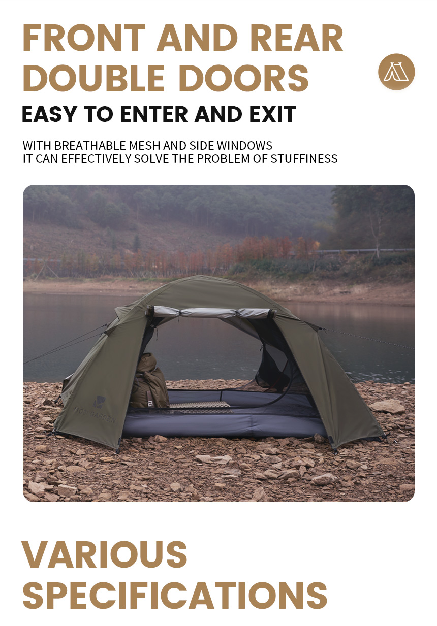 MOBI GARDEN Camping Backpacking Tent Waterproof Rainproof Hiking Silver ...