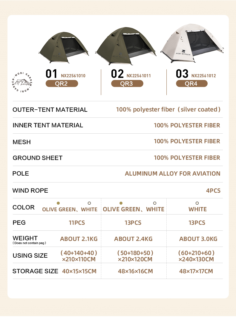 MOBI GARDEN Camping Backpacking Tent Waterproof Rainproof Hiking Silver ...