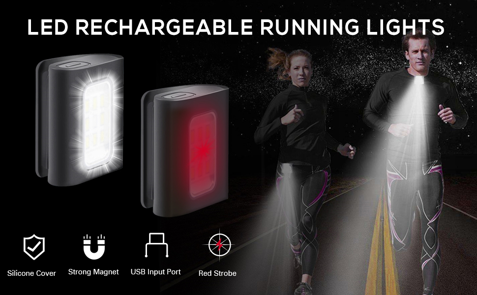 2pack Led Running Light For Runner, USB-C Rechargeable Night Warning ...
