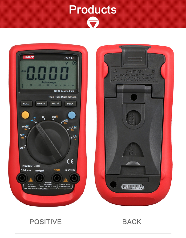 UNI-T UT61E 4 and a half Digit Multimeter True RMS Multimeter 750V 10A ...