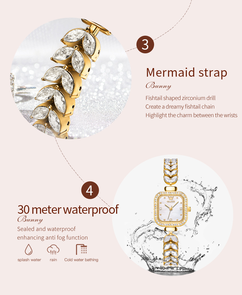 OLEVS Gold Silver Watch For Woman Original Waterproof Stainless Steel ...