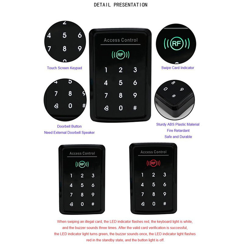 125KHz ID/EM Touch Screen Gate Keypad Wired Garage Door Opener for ...