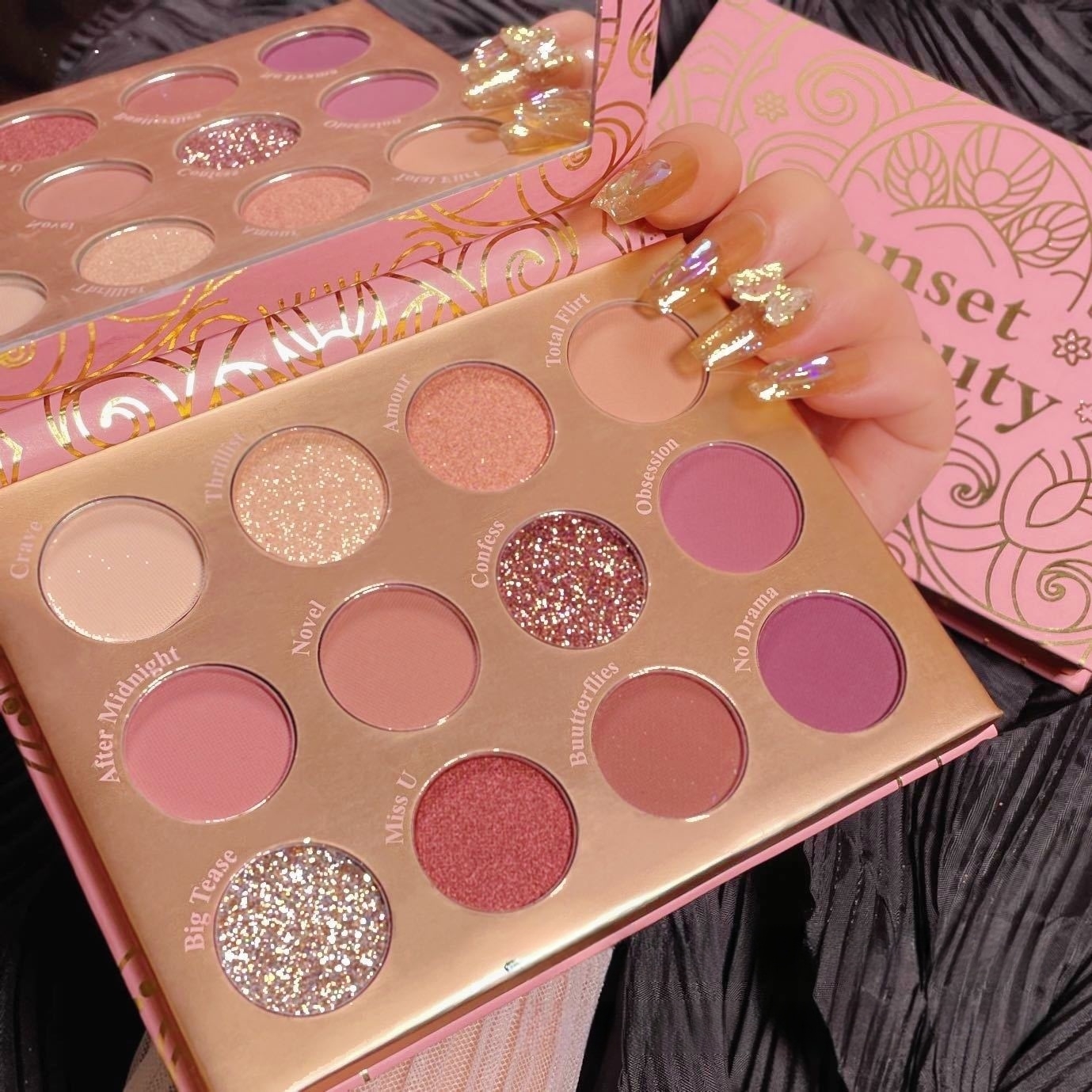 Rose Color Makeup Palette Eyeshadow Highlight Makeup Palette 12 Colors ...