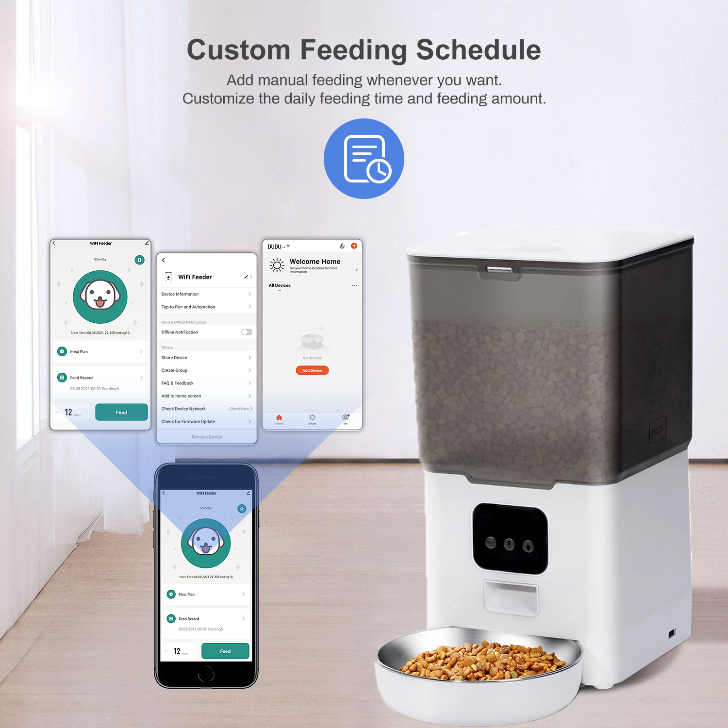6L Dog Automatic Feeder Transparent Pet Smart Feeder 2L Cats Dispenser ...
