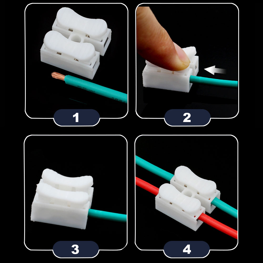 2Pin Spring Free Soldering Connector Cable Clips Press Push Quick Wire ...