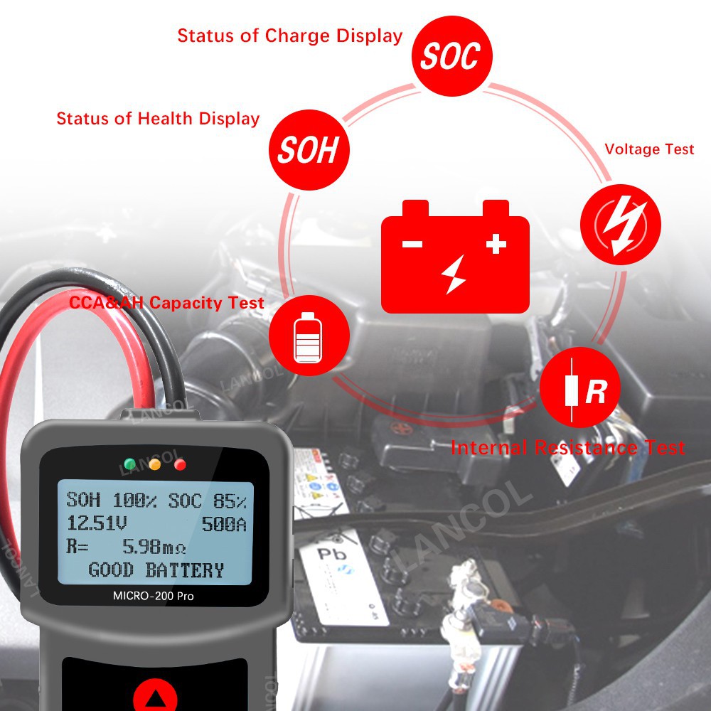 Lancol MICRO 200 Pro Car Battery Tester 12V Lead Acid Battery Tester 40 ...