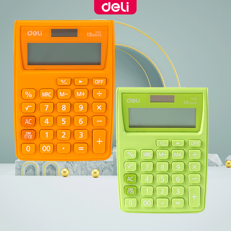Deli Candy Color Calculator 12 Digits Cute Desktop Calculator Dual ...