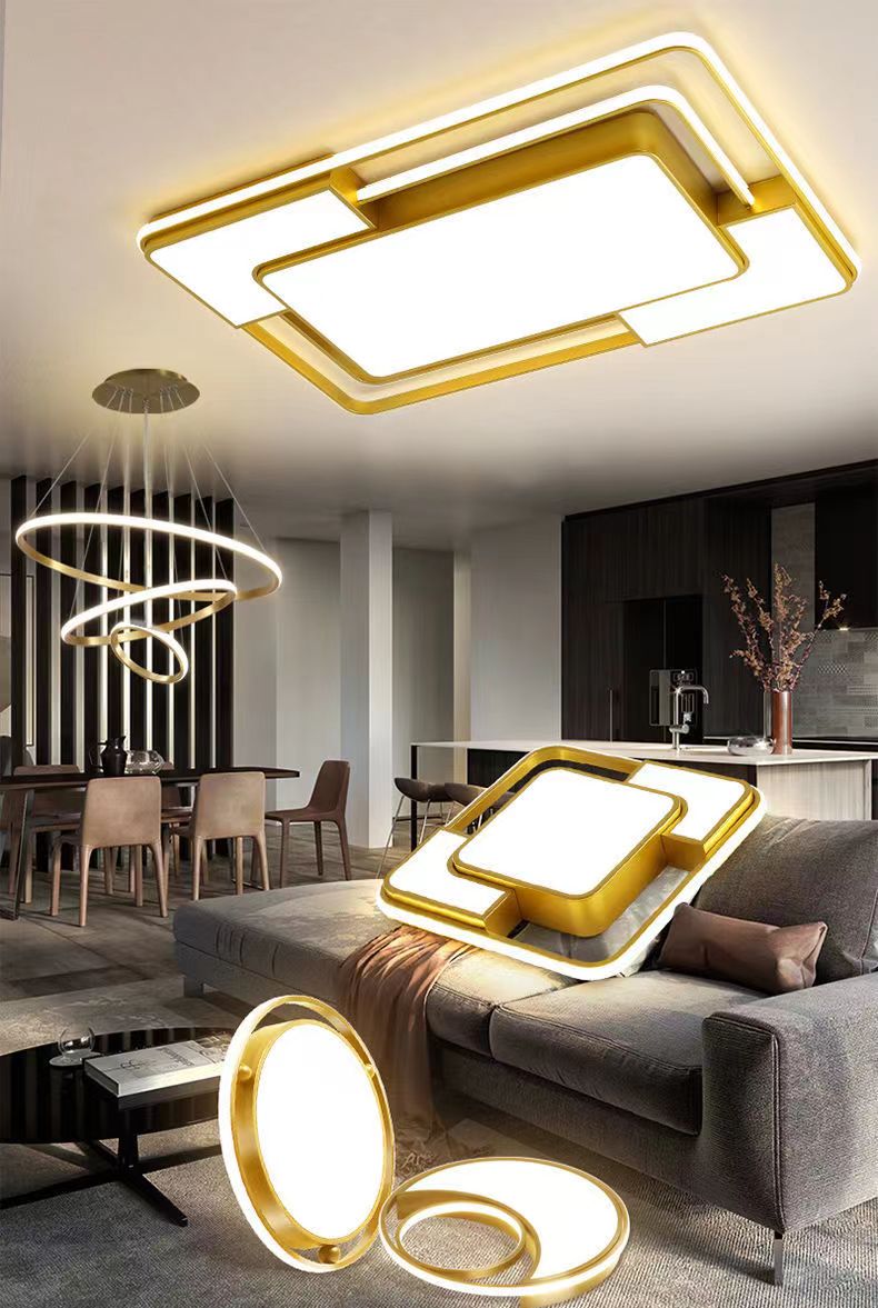 Modern LED Ceiling Light Dimmable With Remote Black Square Ceiling Lamp ...
