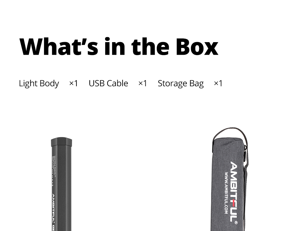 AMBITFUL A2 Pro A2PRO 2500K-8500K RGB Tube Light with Grid,Full Color LED Video Stick Light ...