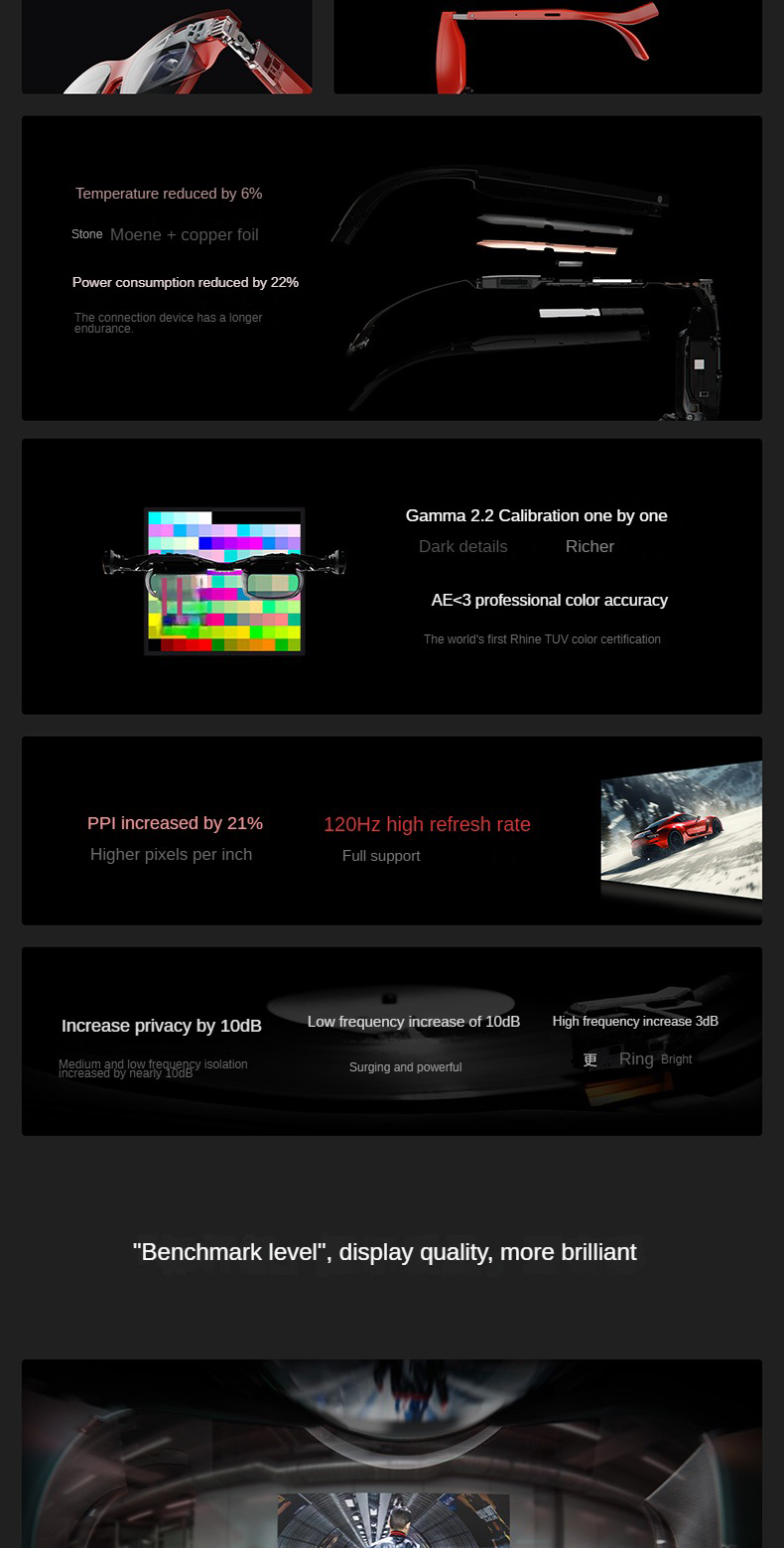 Xreal Air 2 Smart AR Glasses SONY's Silicone OLED Screen 120Hz Brushed ...