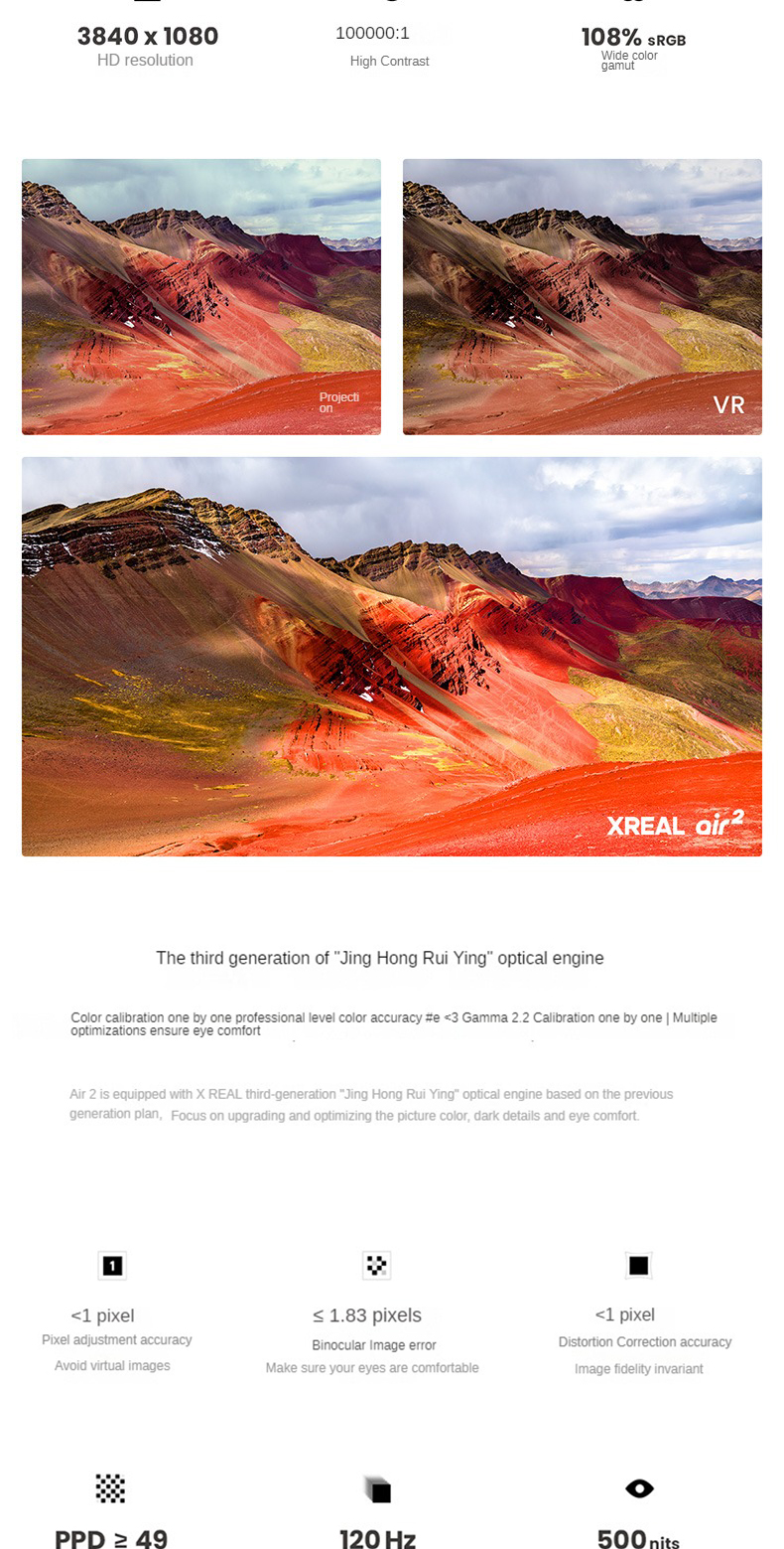 Xreal Air 2 Smart AR Glasses SONY's Silicone OLED Screen 120Hz Brushed ...