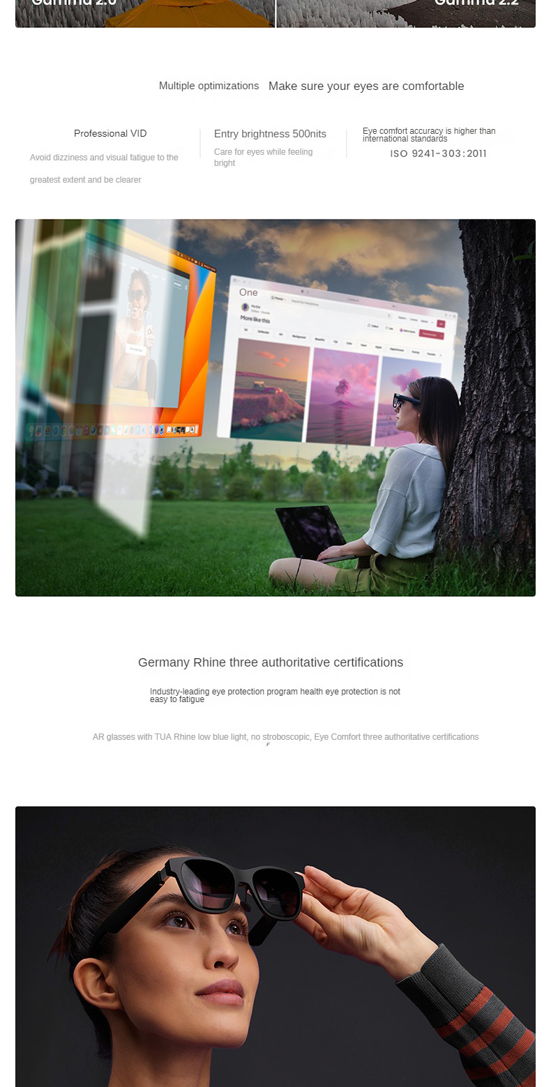 Xreal Air 2 Smart AR Glasses SONY's Silicone OLED Screen 120Hz Brushed ...