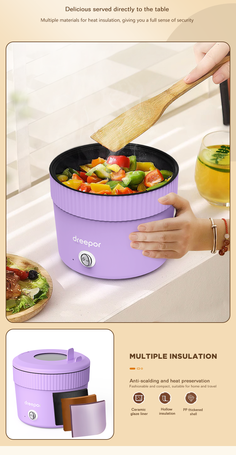 Dreepor 1.8L Electric Cooker Mini Rice Cooker Small Multi Cooker ...